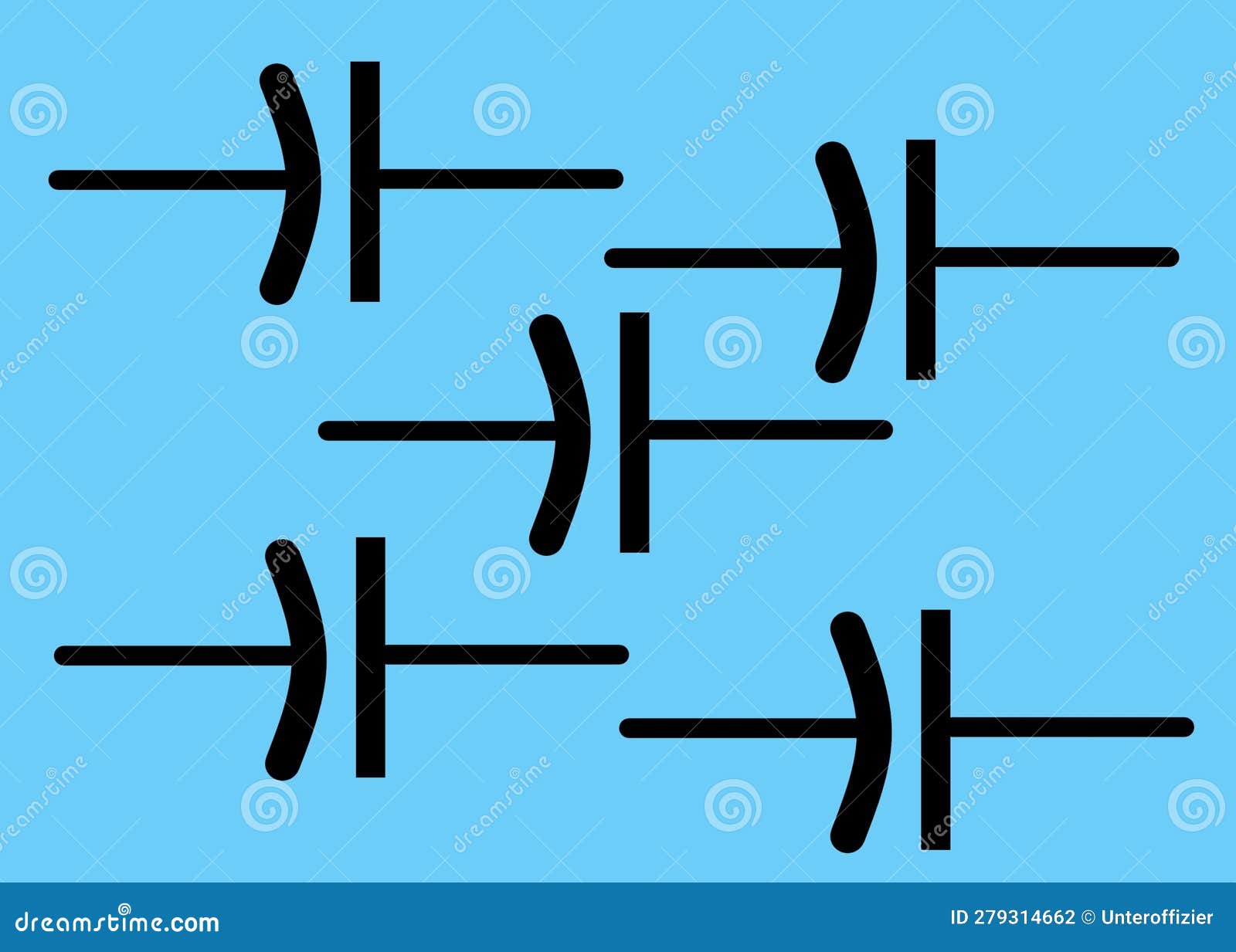 Five Polarized Capacitor Electrical Symbols Against a Light Blue ...