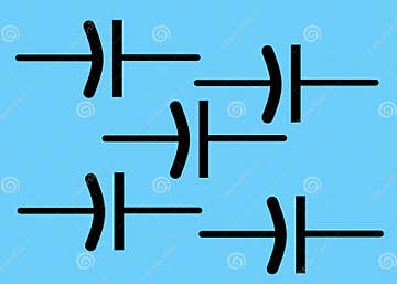 Five Polarized Capacitor Electrical Symbols Against a Light Blue ...