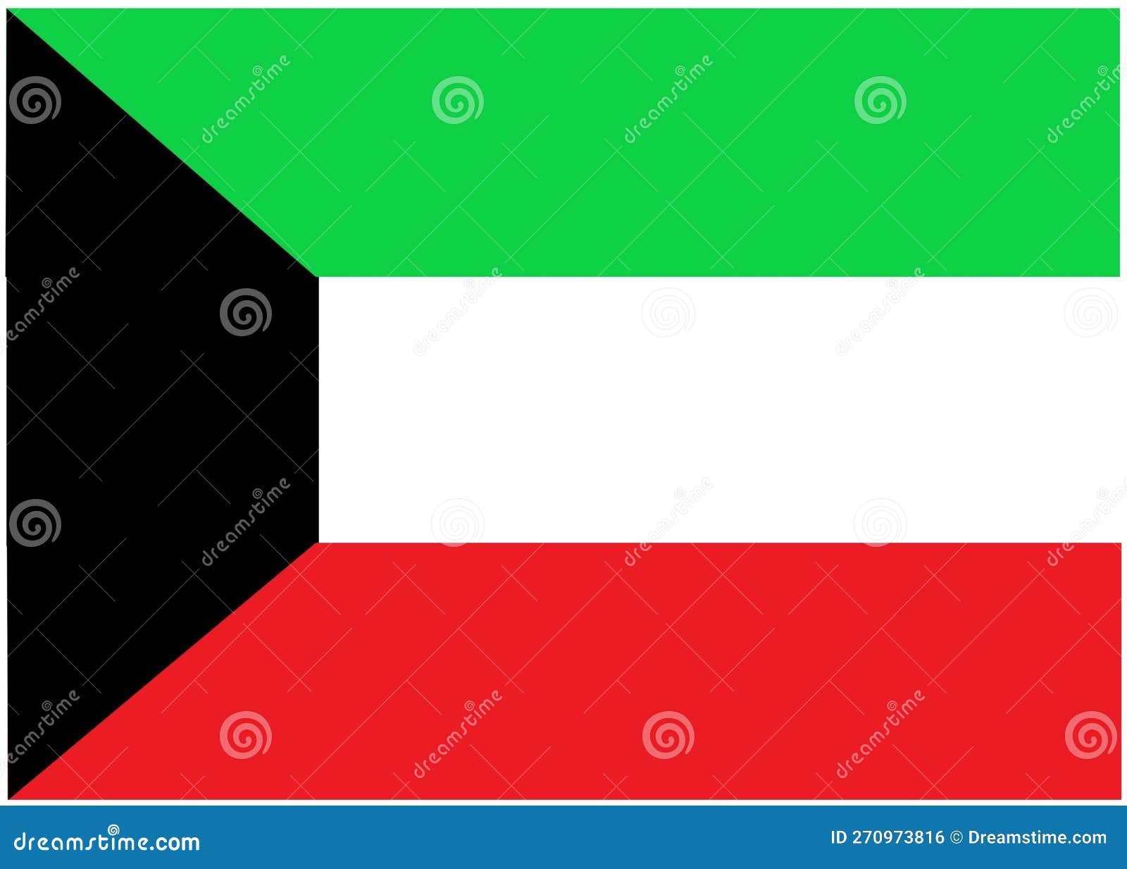 The Flag of Kuwait with Three Horizontal Bands of Green White Red and ...