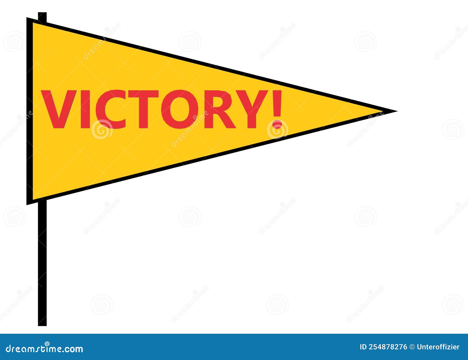 A Golden Yellow Triangular Flag with the Word Victory White Backdrop ...