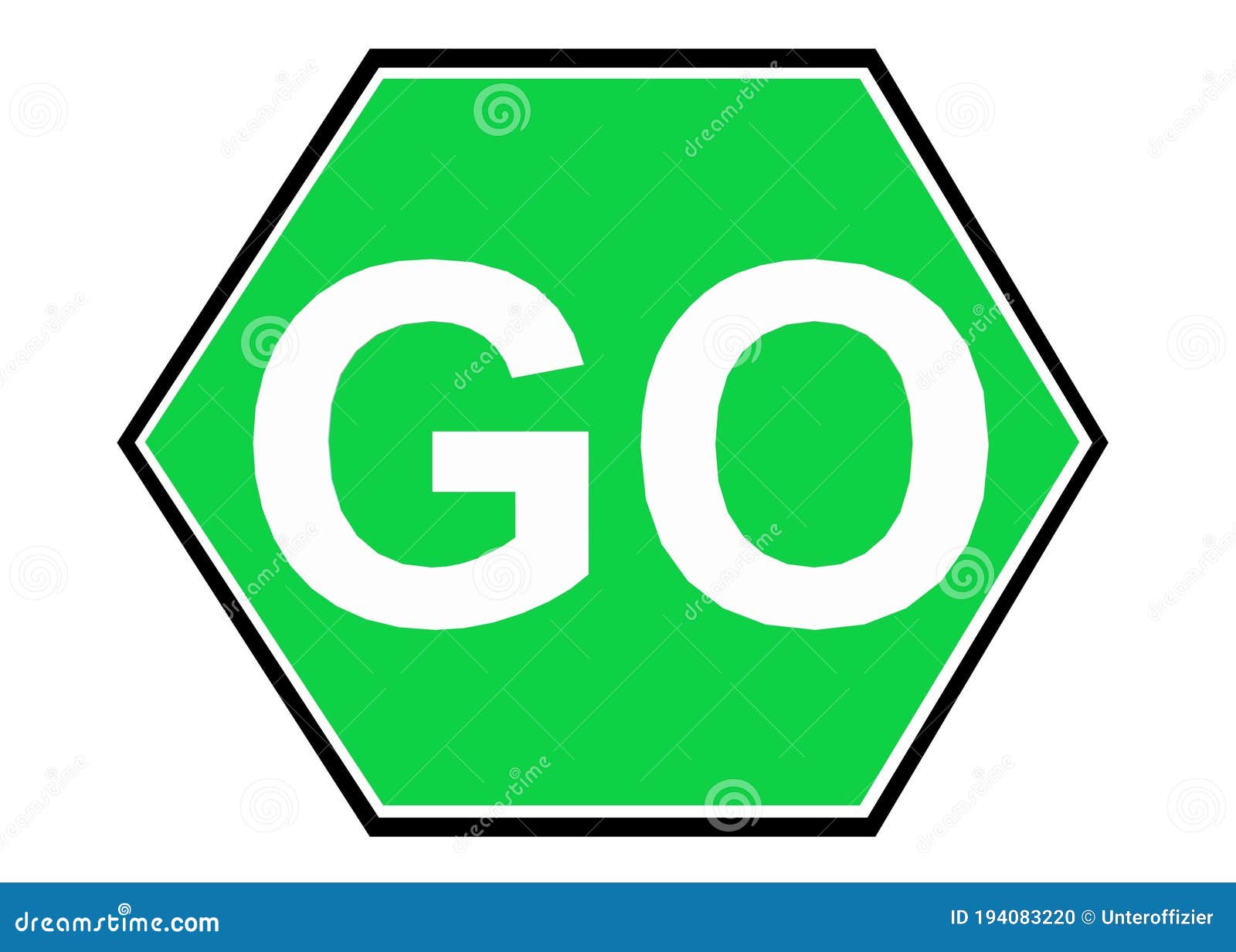 A Green Hexagonal Shaped White Font Go Signage Symbol Sign Stock ...