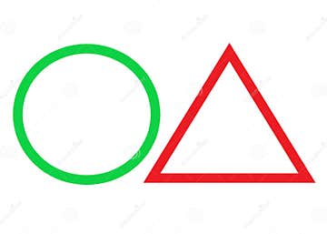 A Green Outlined Circle and a Red Outlined Triangle Side by Side White ...