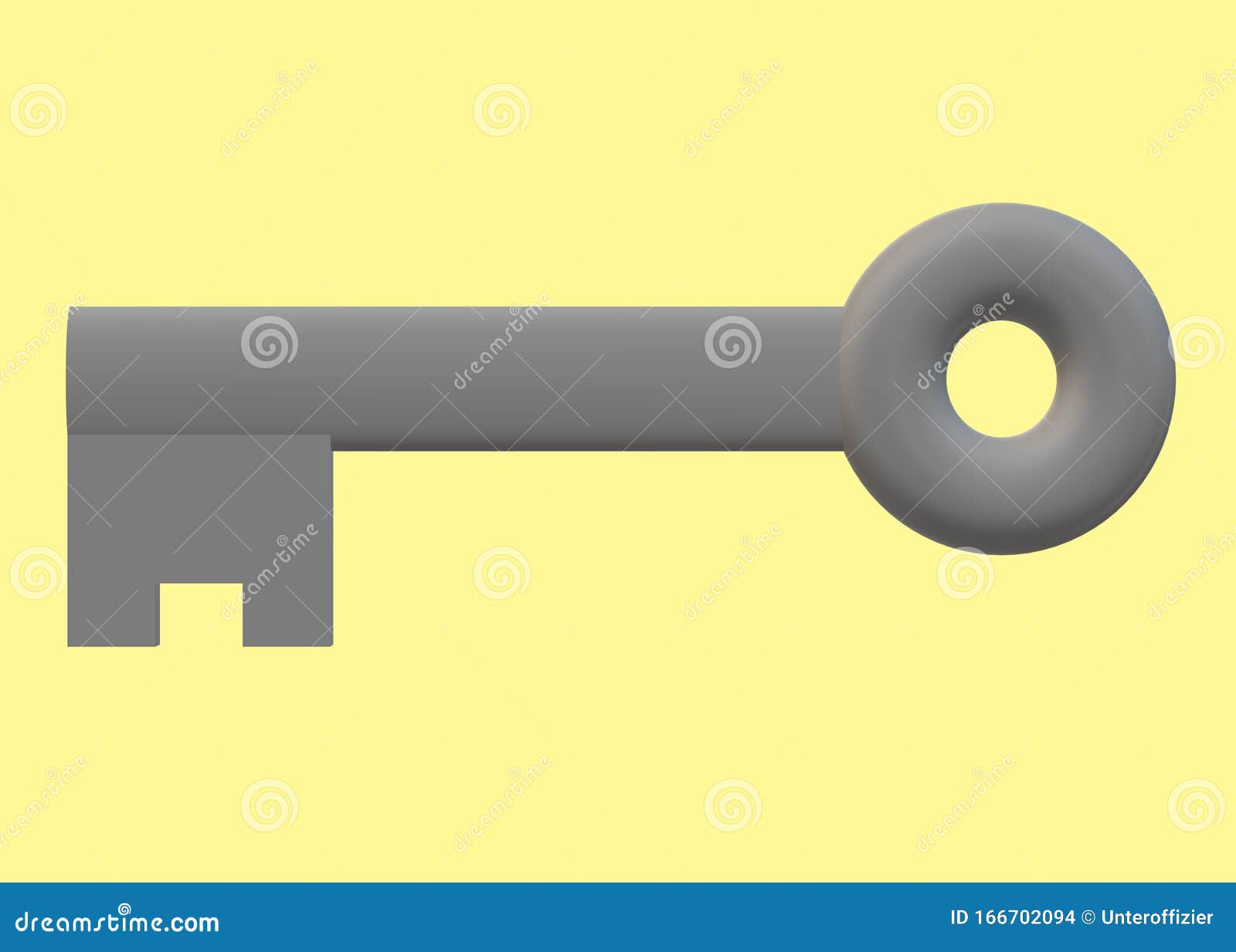 A Grey Colored Key with a Ring for Key Chain Hooking Against a Light ...