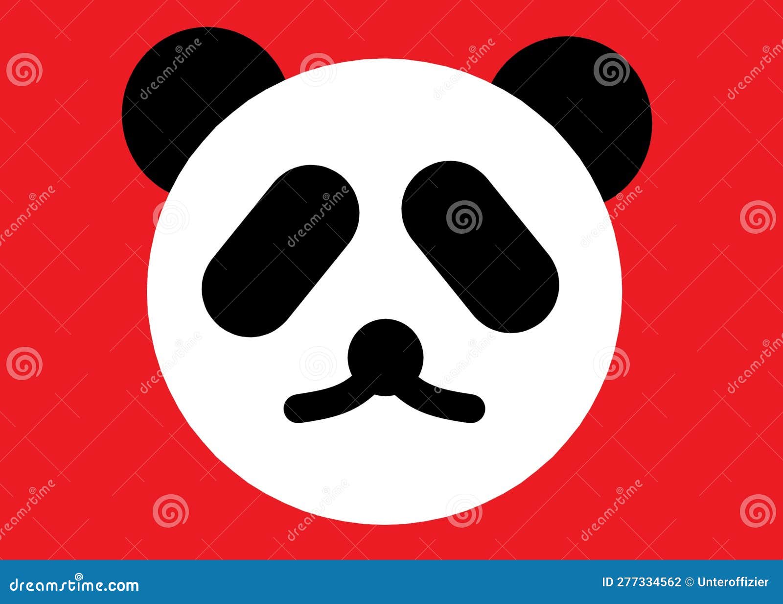 The Head of a Panda Bear with No Eye or Closed Eyes Bright Red Backdrop ...
