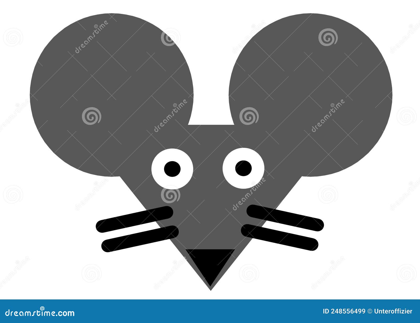 The Outline Silhouette Shape of a Dark Grey Rat Mouse Face with ...