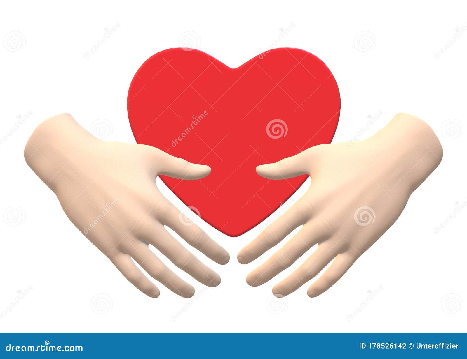 A Pair of Human Hands Palms Hugging a Red Heart Shape Stock ...