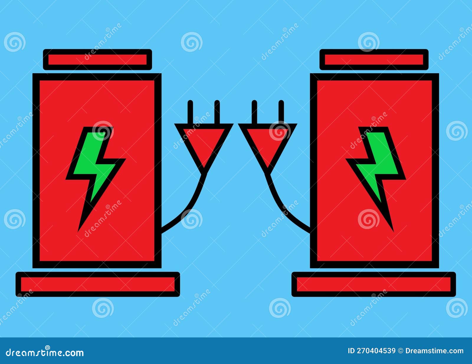 A Pair of Mirrored Bright Red Simple Symbol Shape Sign of an Electrical ...