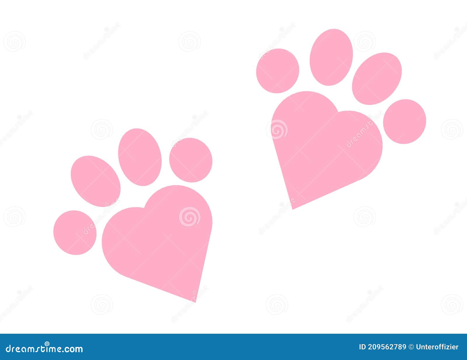 A Pair of Rose Pink Colored Pets Paws Outline Shape with Centre Heart ...