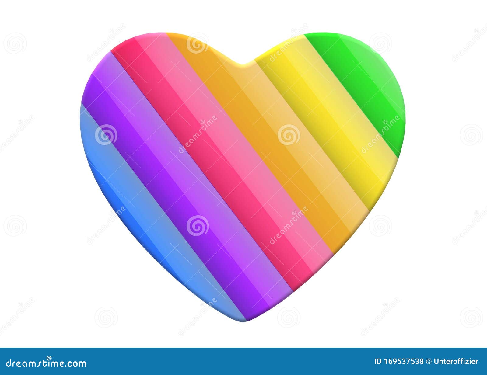 A Rainbow Painted Heart with Colorful Diagonal Stripes Against a White ...
