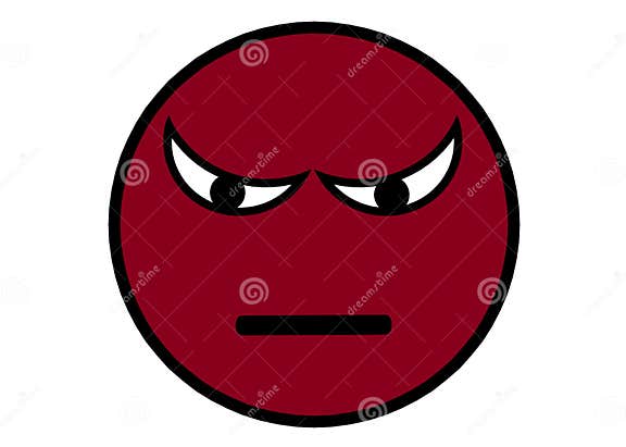 A Red Angry Emoticon Smiley Face Expression White Backdrop Stock ...