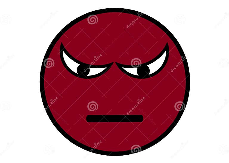 A Red Angry Emoticon Smiley Face Expression White Backdrop Stock ...