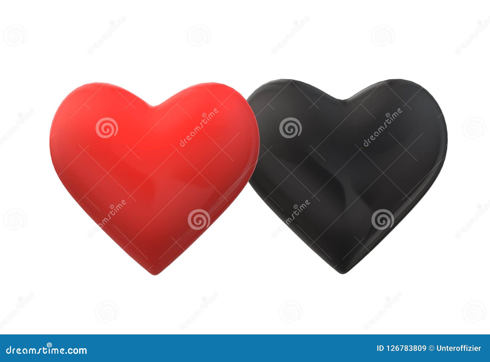An Illustration Image of Two Hearts Side by Side, One is Red while the ...