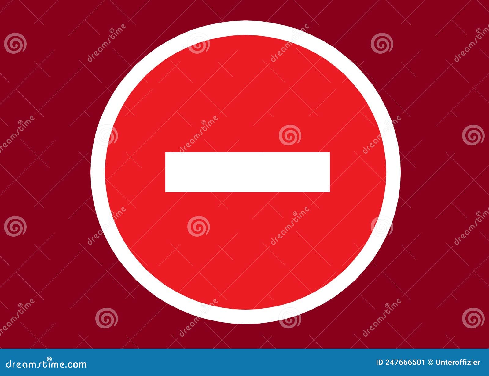The Round Stop No Entry Sign with Red Backdrop and a White Horizontal ...