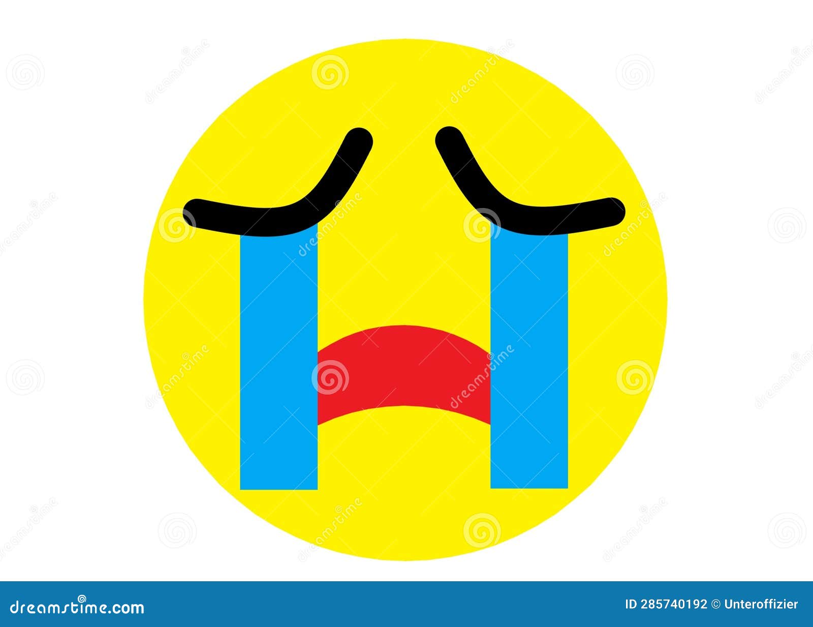 A Sad Yellow Emoticon Smiley Face Crying Blue Tears White Backdrop ...
