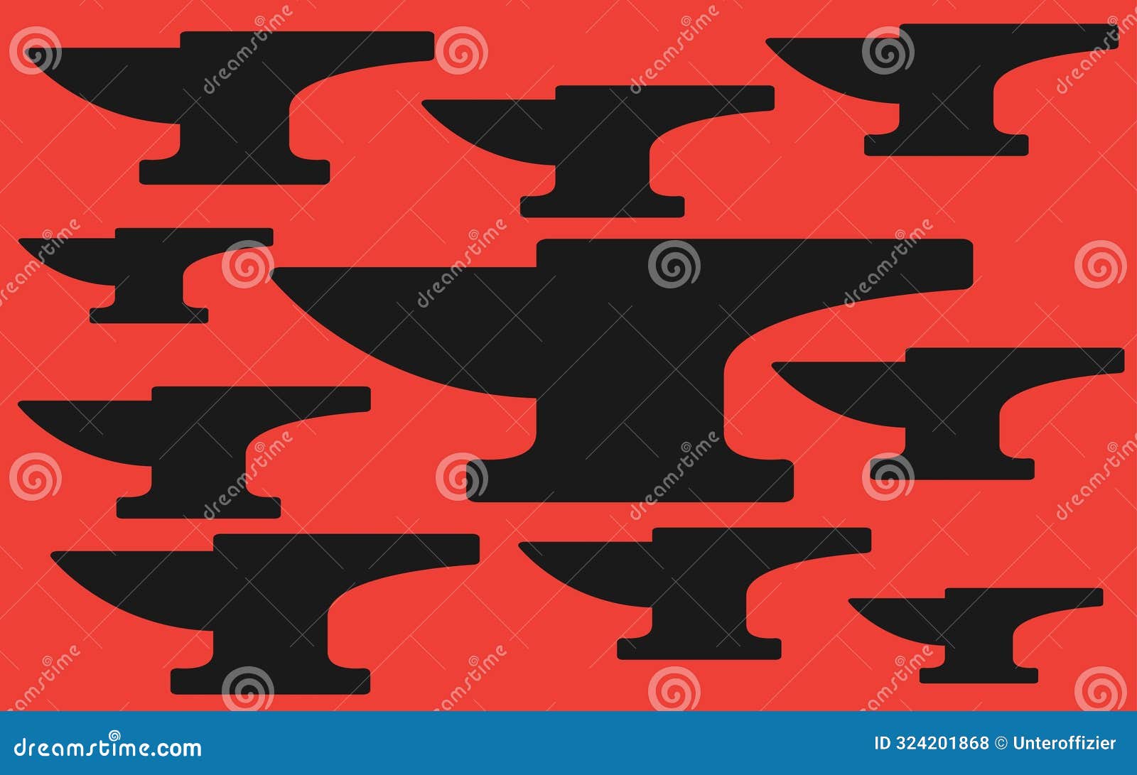 Several Anvils Metalworking Tool Set Against a Red Backdrop Stock ...