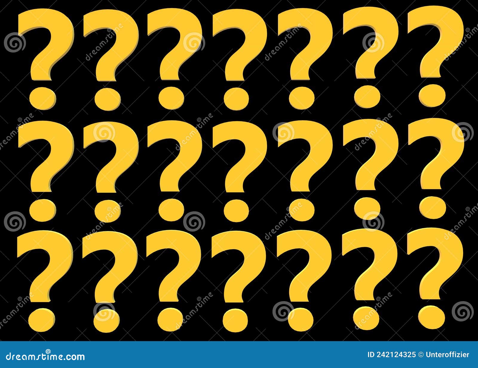 Several Golden Yellow Question Marks Punctuation Orderly Aligned ...