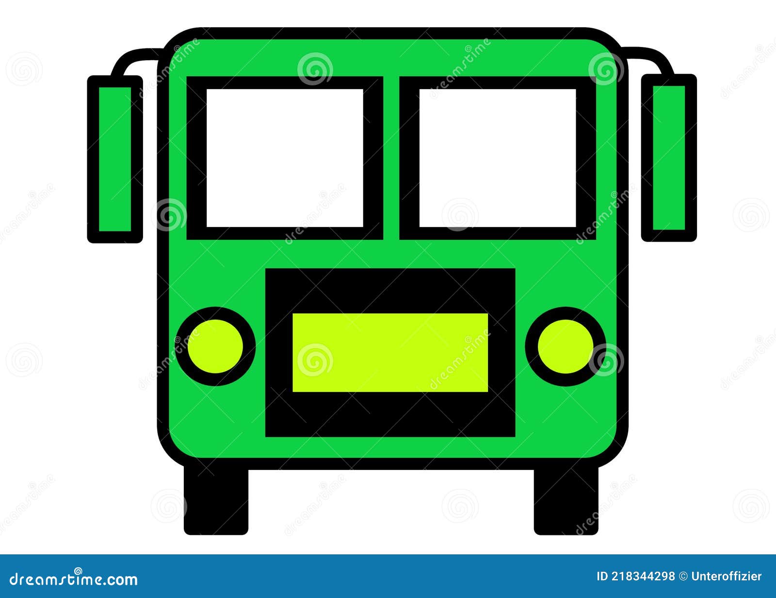 A Simple Outline Shape of the Front View of a Bright Green Bus White ...