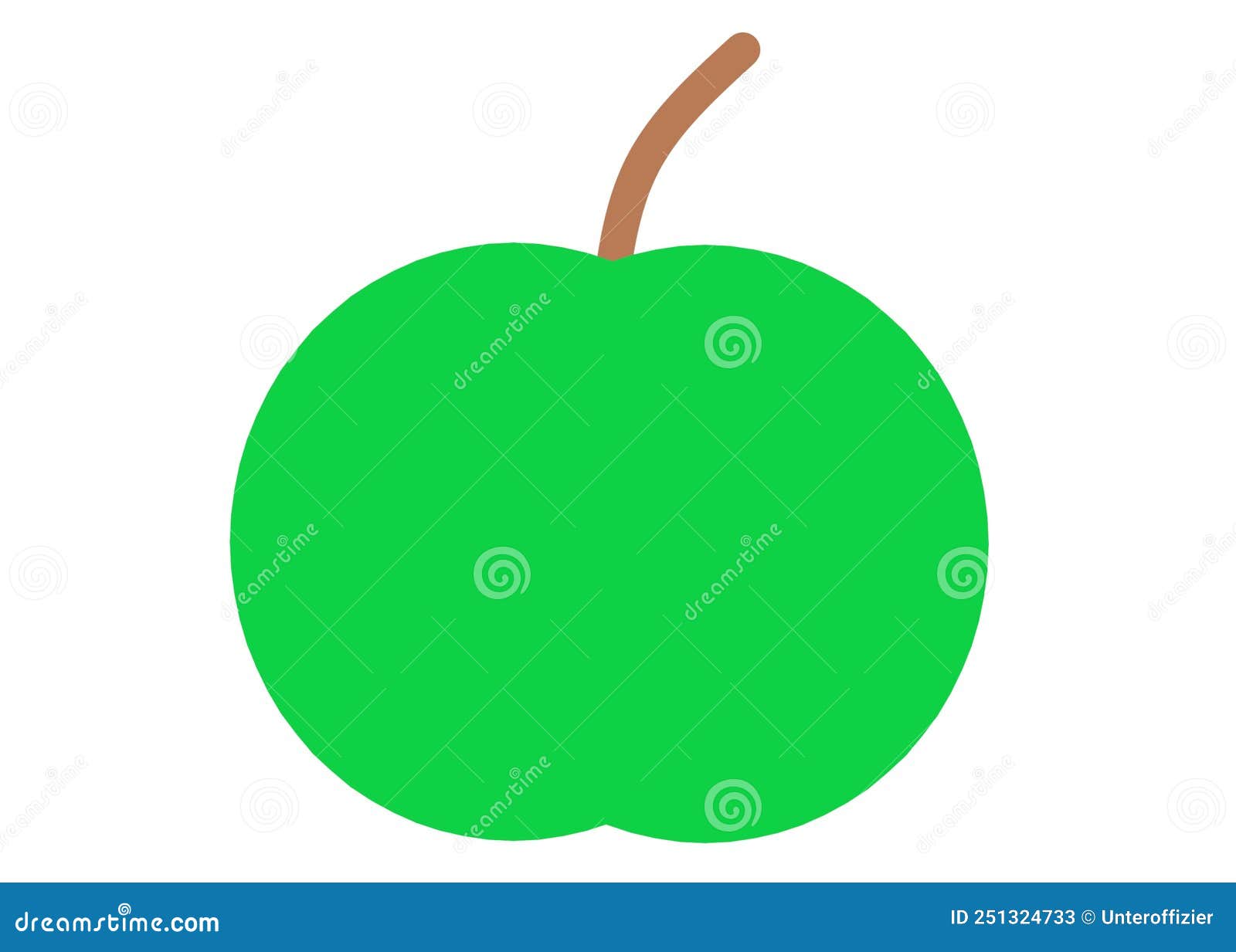 A Simple Outline Shape of a Single Green Apple Fruit Centered Against a ...