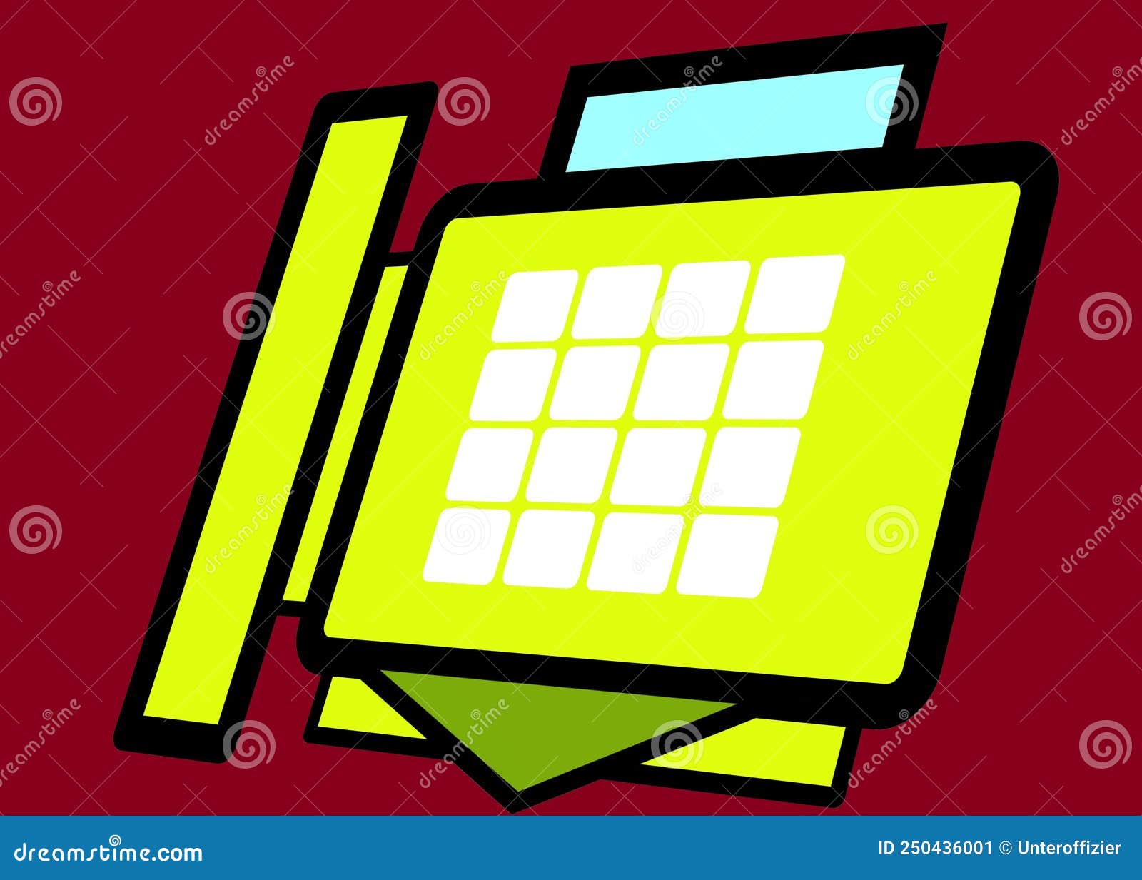 A Simple Outline Shape Of A Tilted Facsimile Machine With White Buttons ...