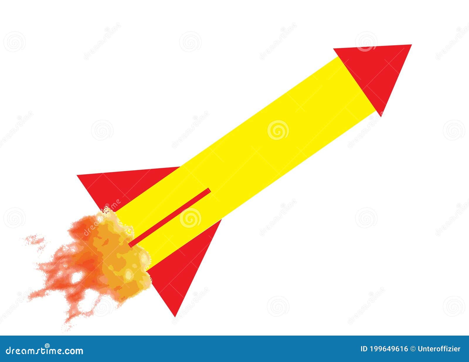 A Simple Red Yellow Rocket with Jet Exhaust Flame Shooting into the Air ...