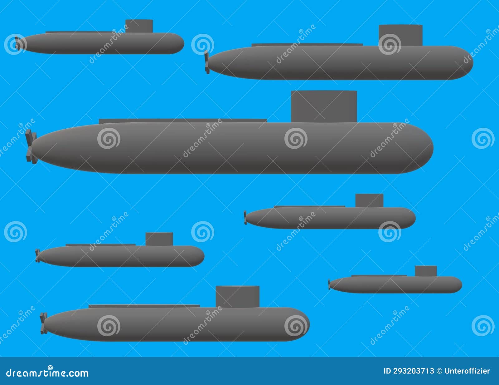 A Simple Simplified 3D Model Outline Shape of a Fleet of Nuclear Battle ...