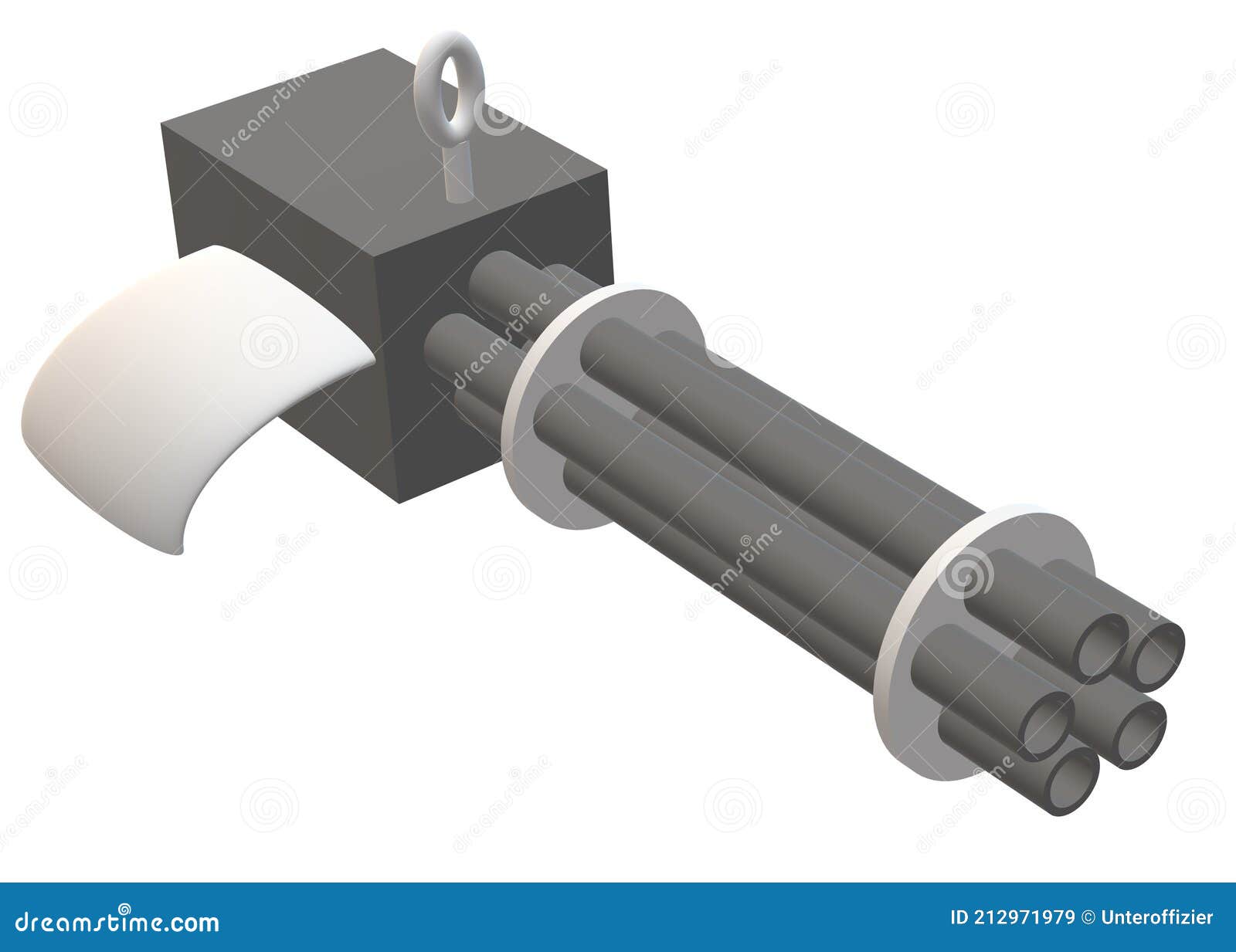 A Simple Symbol Shape of a Grey Five Barrel Military Minigun White ...