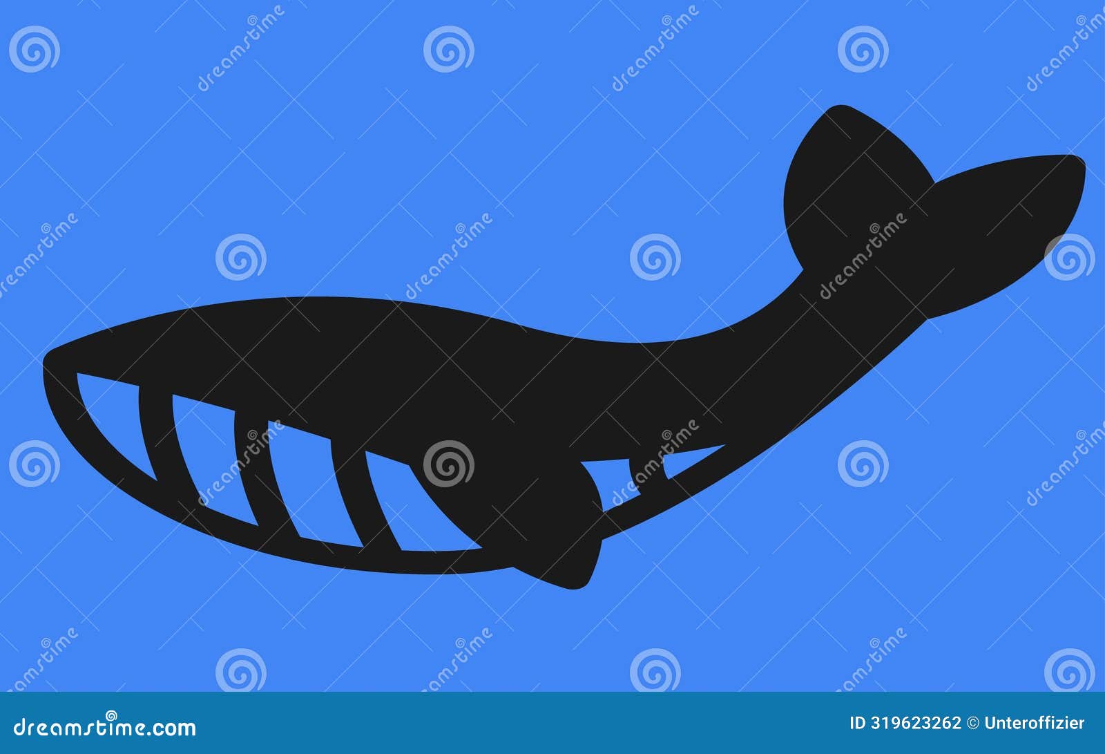 A Single One Whale Outline Silhouette Against a Blue Backdrop Stock ...