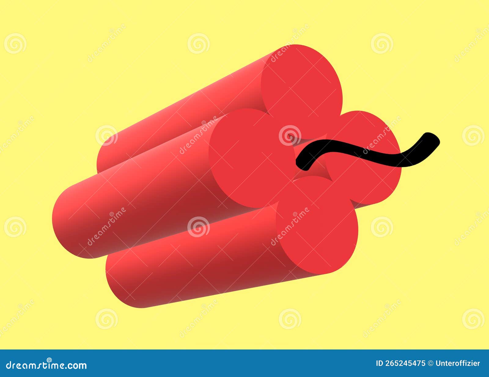 A Single 4-piece Bright Red Firecracker Dynamite with Black Fuse String ...