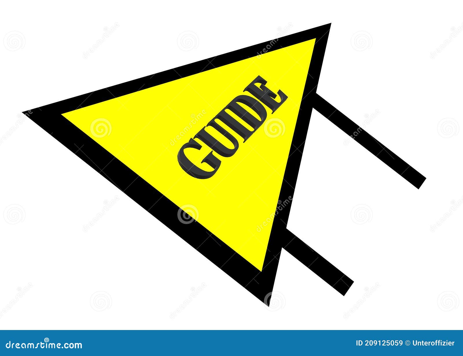 A Slant Titled Triangular Yellow Guide Signage with a Pair of Black ...