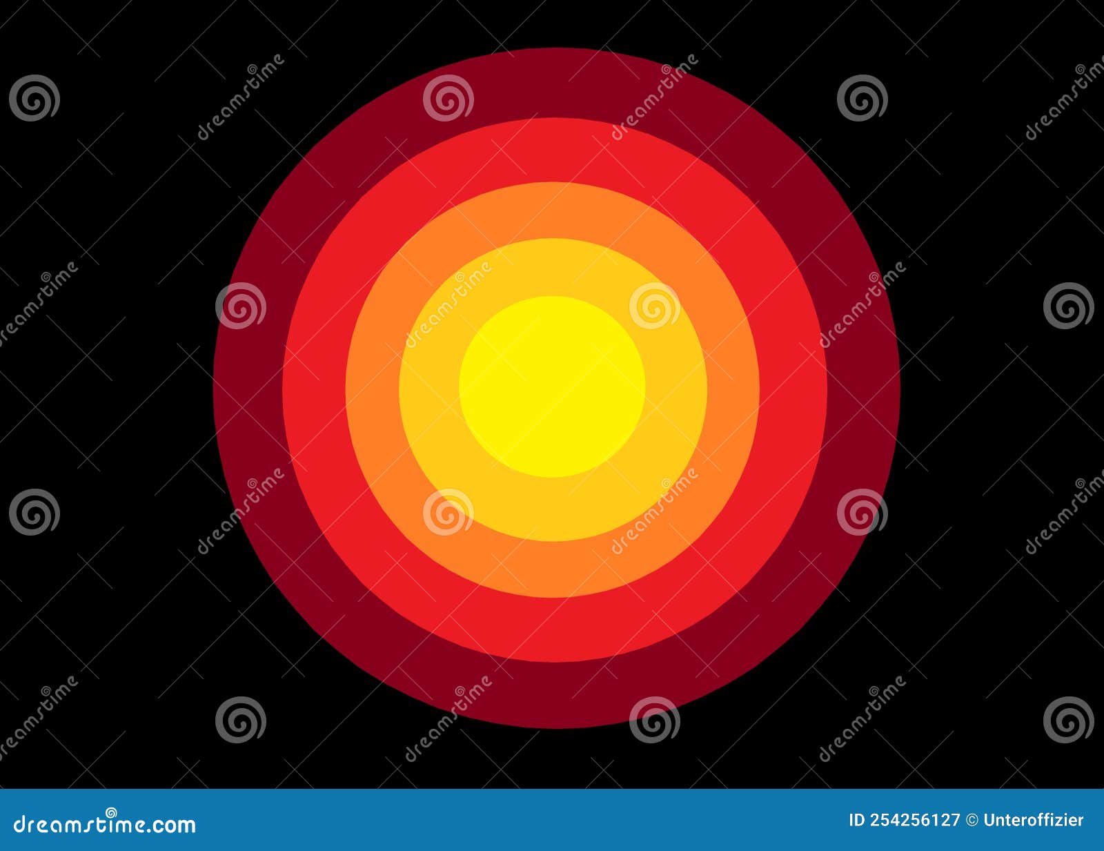 A Stack of Circles in Gradation Warm Colors Black Backdrop Stock ...