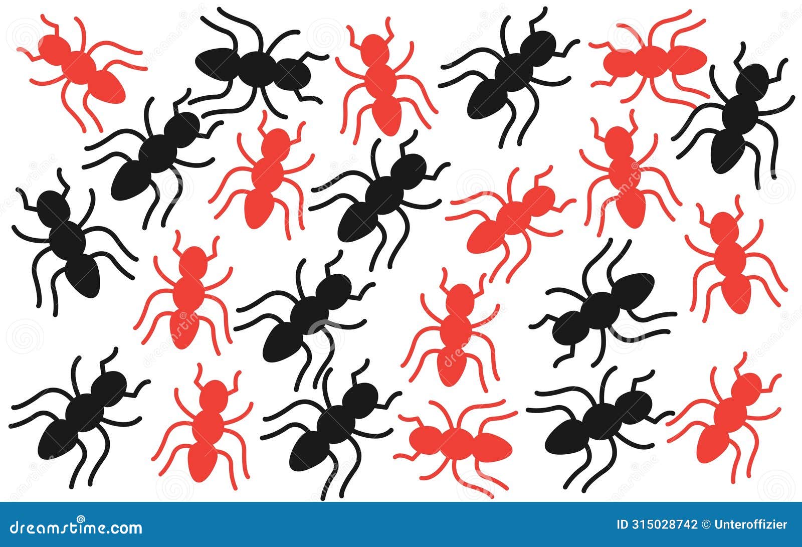 A Swarm Of Red And Black Ants Outline Shape Silhouette Yellow Backdrop ...