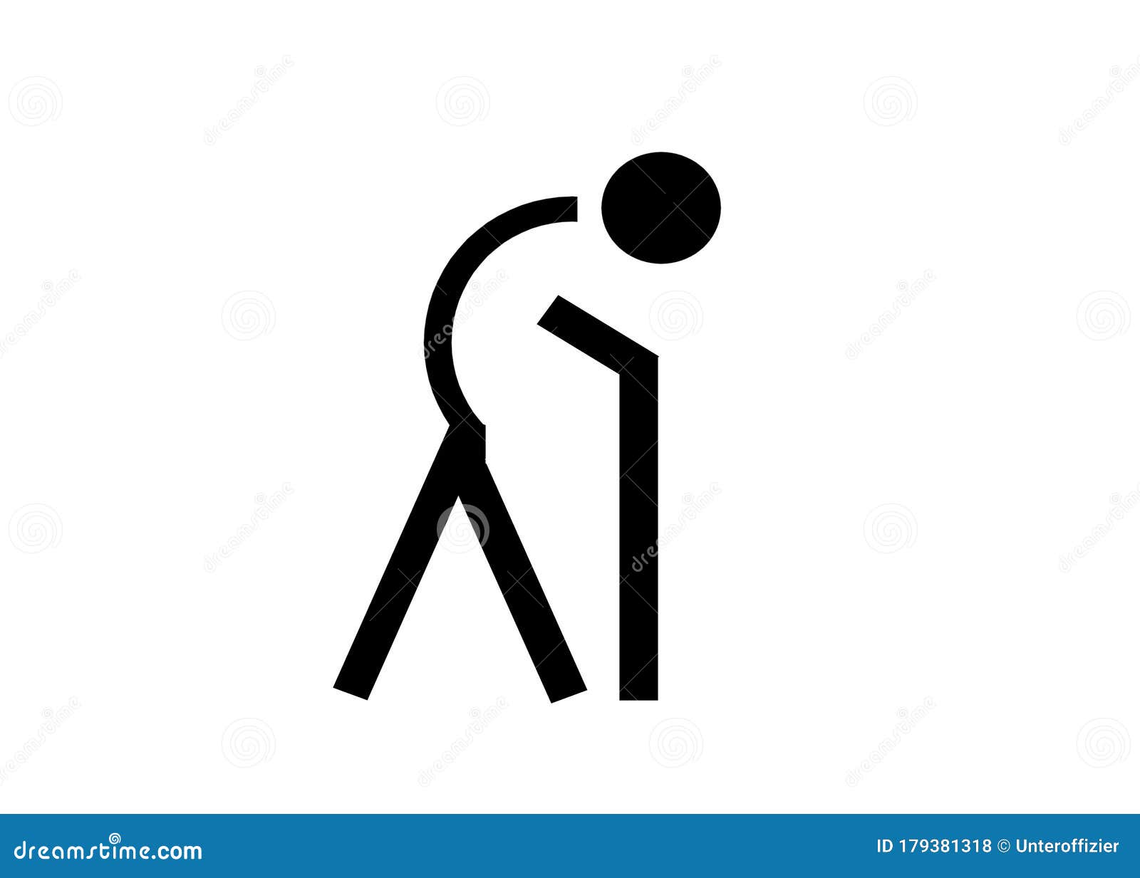 A Symbol Icon Of A Person With Bend Back Using A Walking Stick Against ...