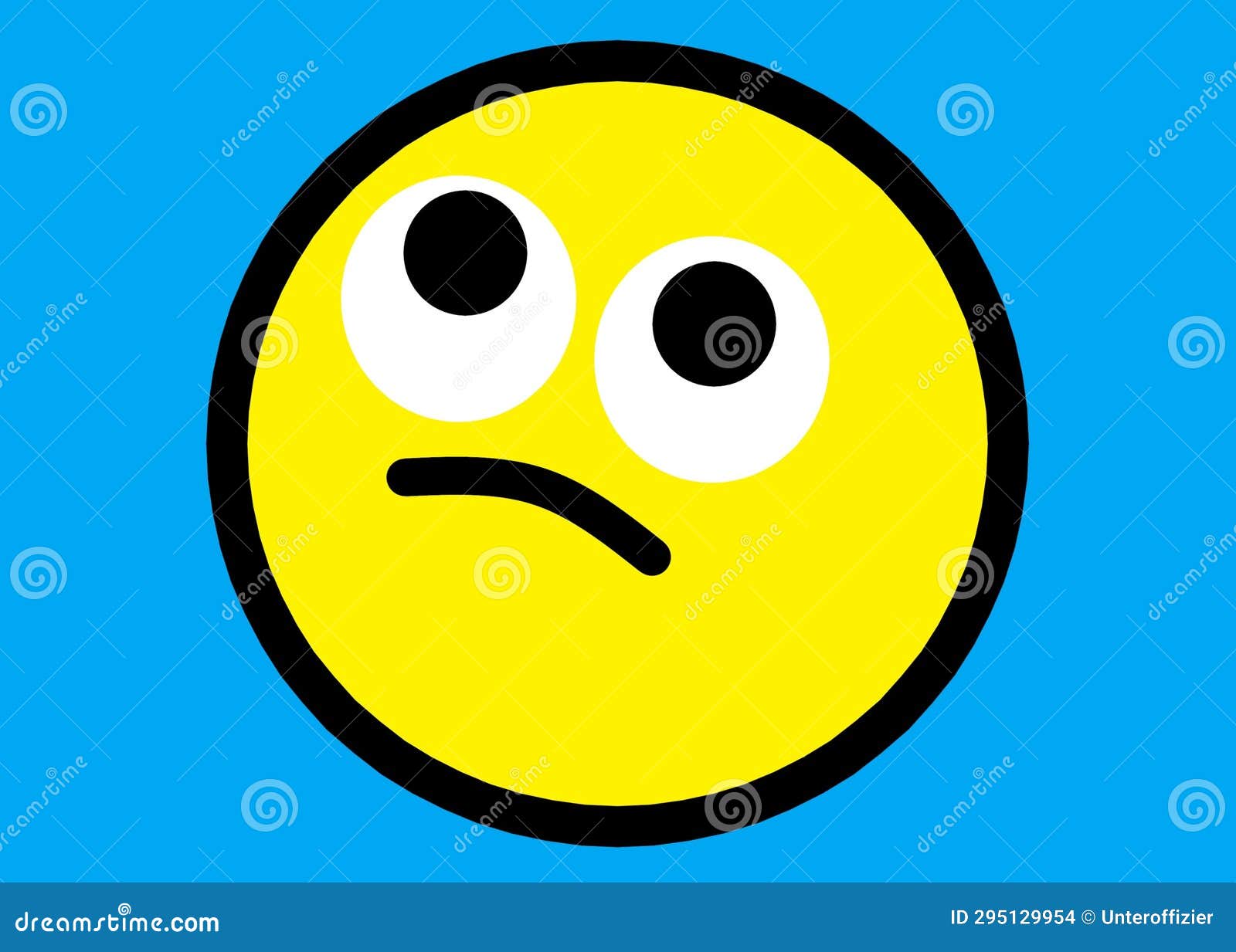 A Thinking Considering Pondering Expression Smiley Emoticon Light Blue ...