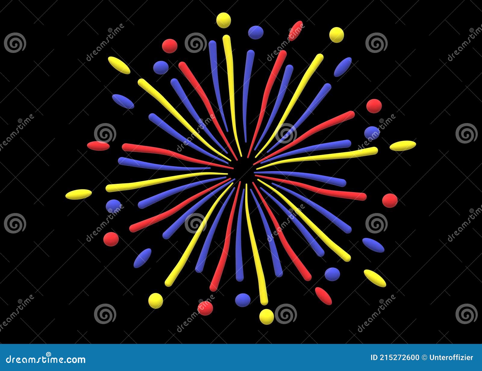 A Three Dimensional Display of a Fireworks Explosion in Red Yellow and ...