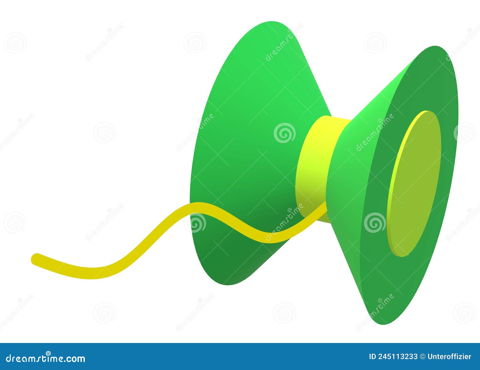 A Three Dimensional Model Image of a Bright Lime Green Yoyo with Yellow ...