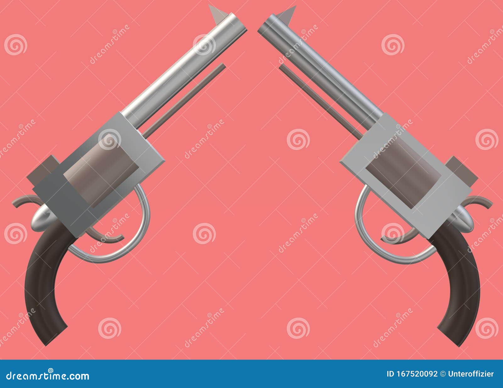 A Three Dimensional Modelling of a Revolver with Simple Shapes Stock ...
