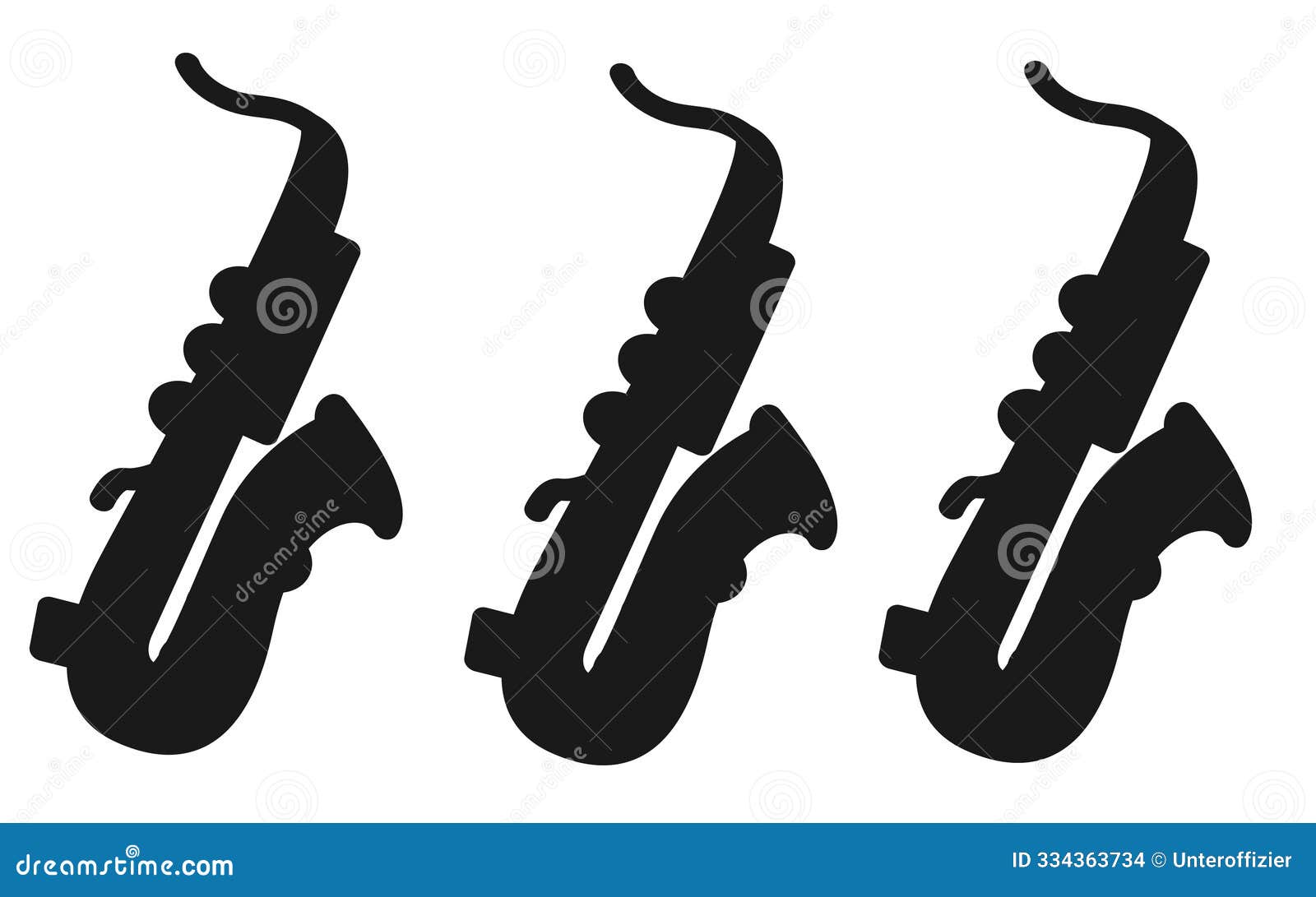 Three Saxophone Musical Instruments Silhouette Against a White Backdrop ...