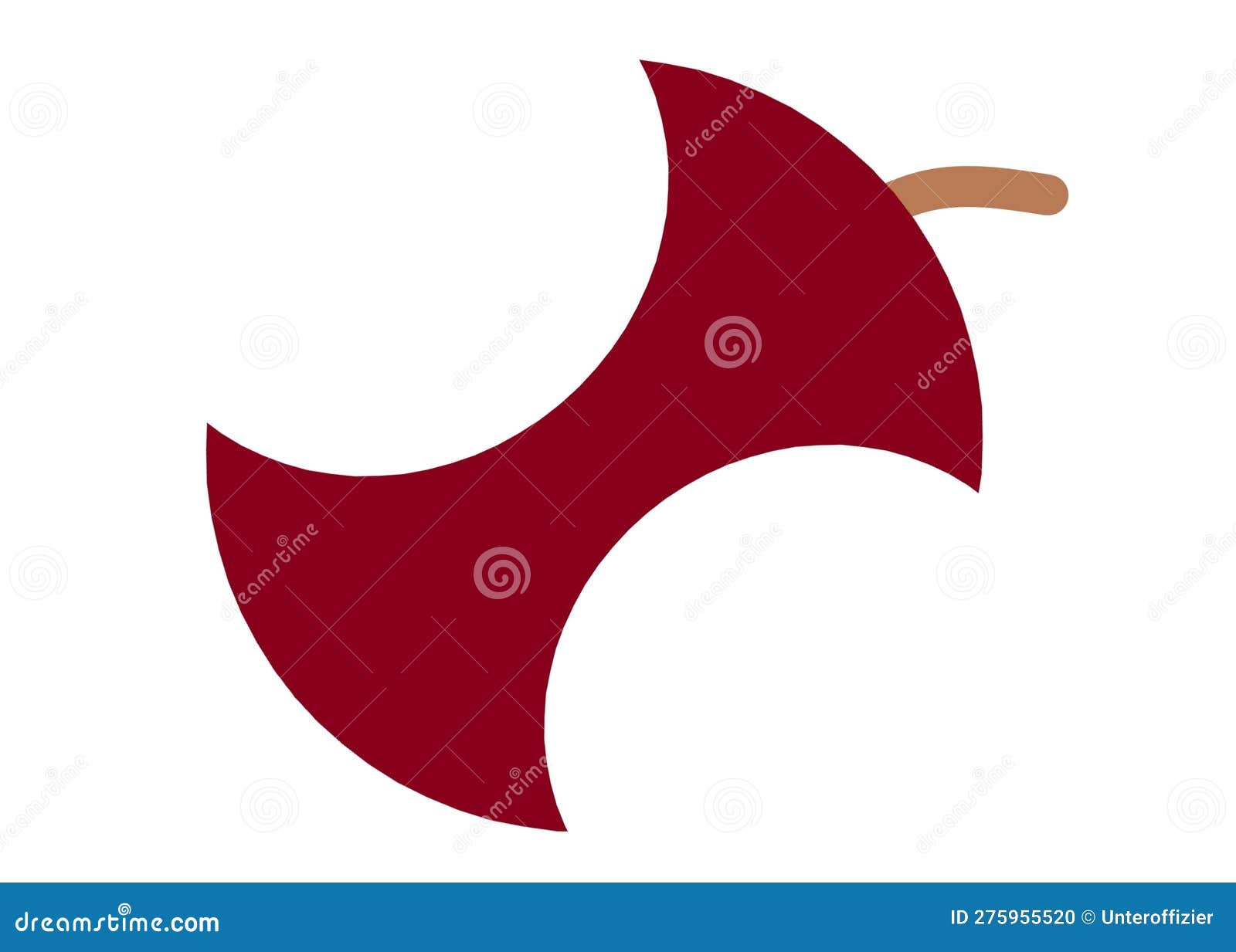 A Tilted Simple Outline Shape of a Red Apple Bitten at Both Sides White ...