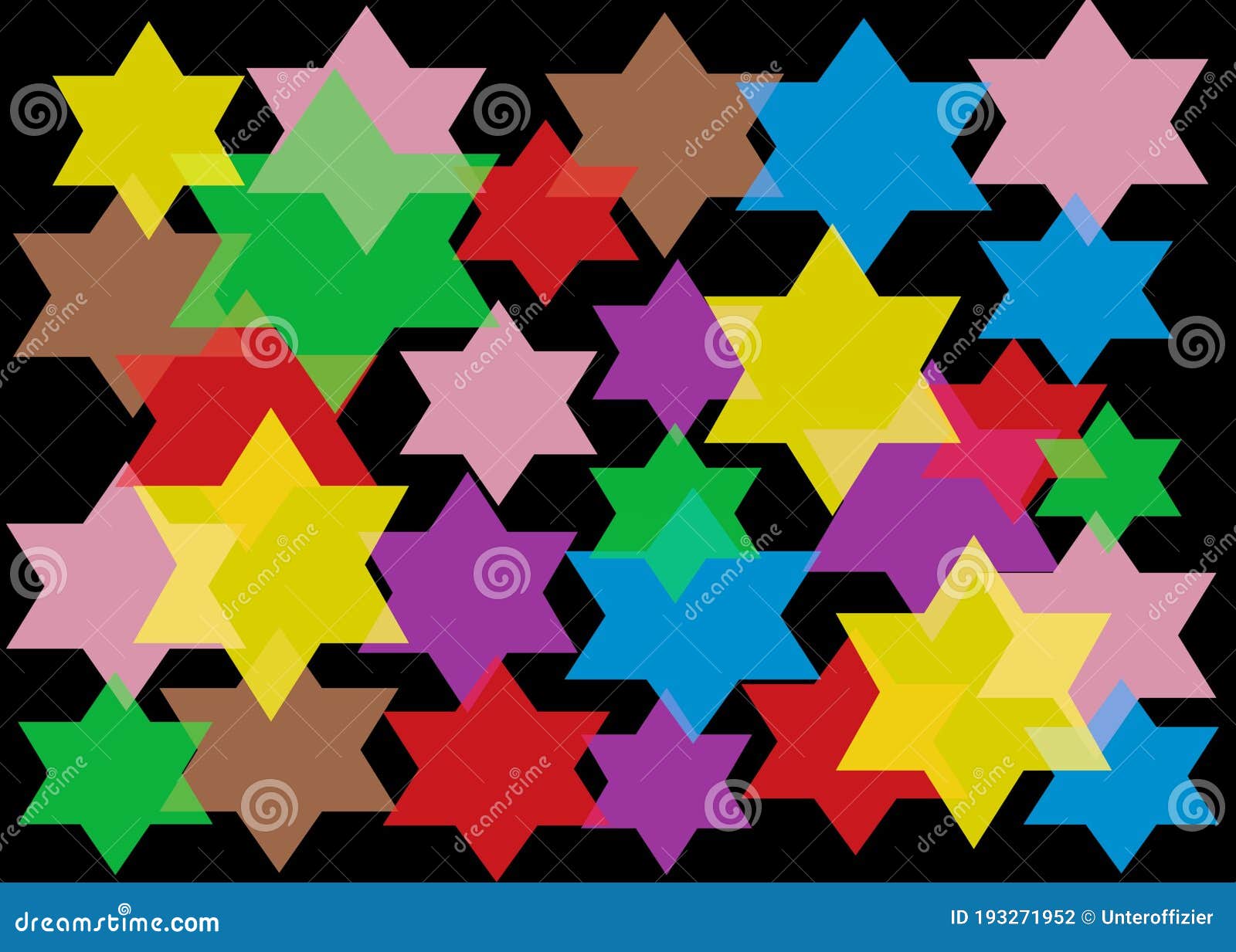 Translucent Six Pointed Stars of Different Colors and Sizes Overlapping ...