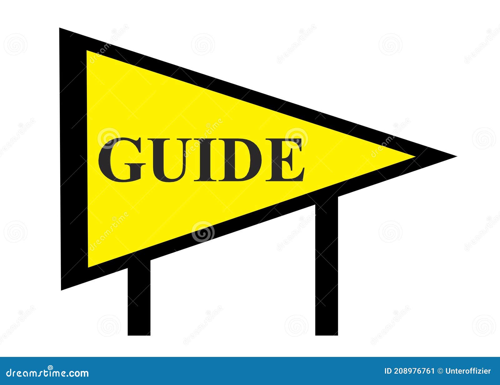 A Triangular Yellow Guide Signage with a Pair of Black Supports White ...