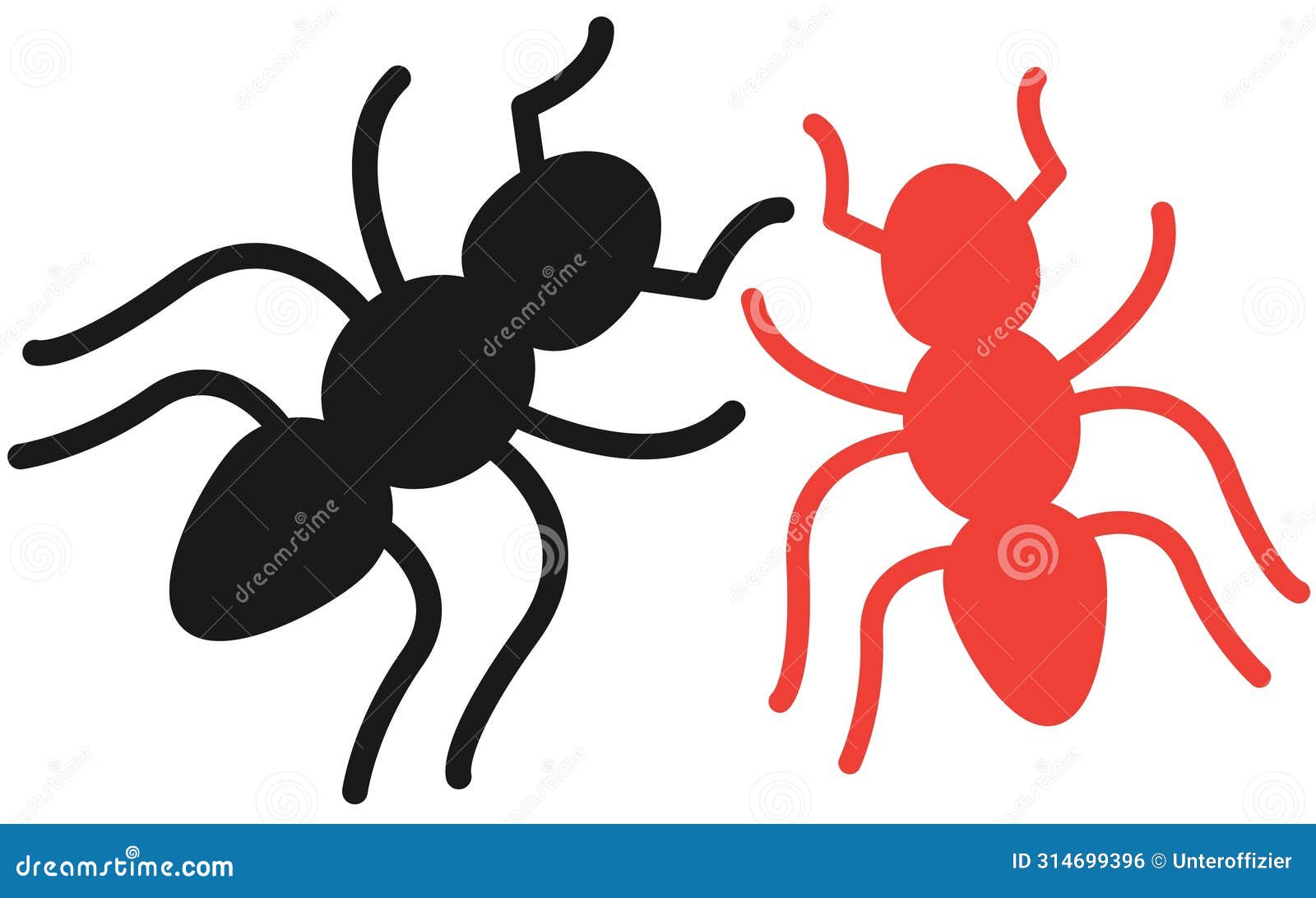 Two Red and Black Ants Outline Shape Silhouette White Backdrop Stock ...