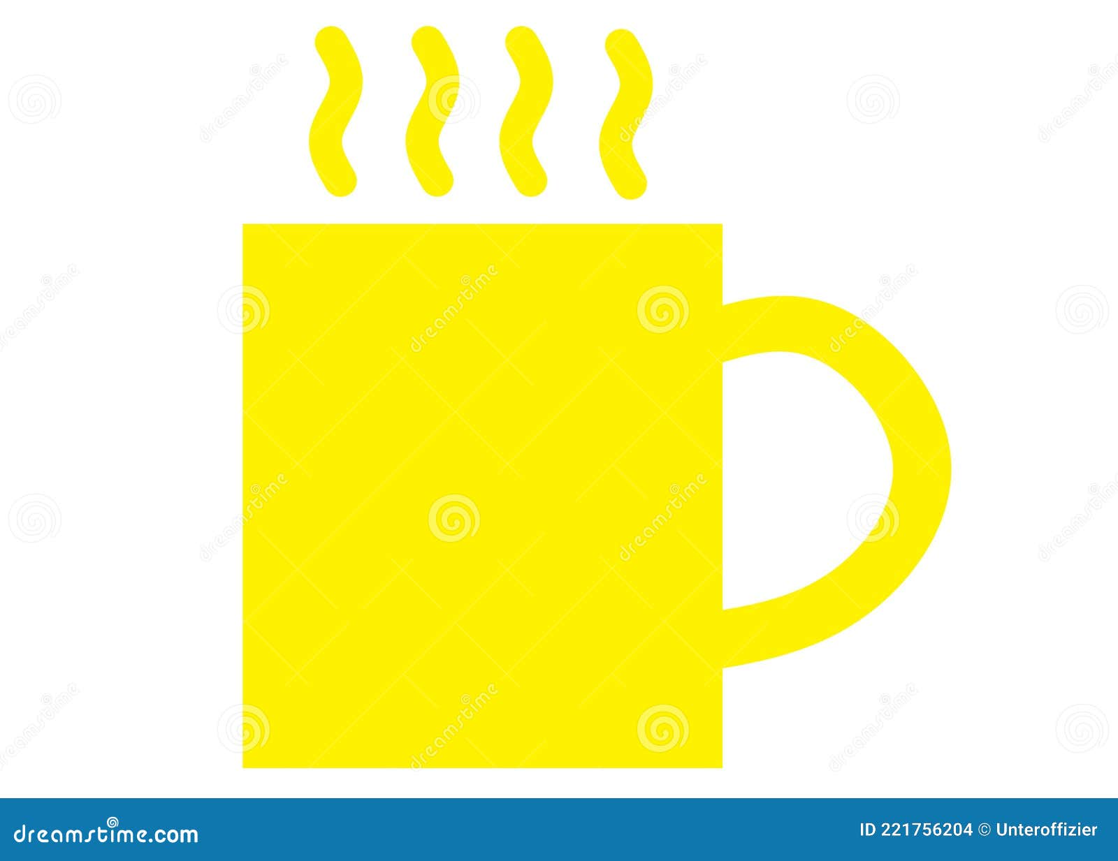 A Yellow Cup with Handle and Hot Steam Rising Symbol White Backdrop ...