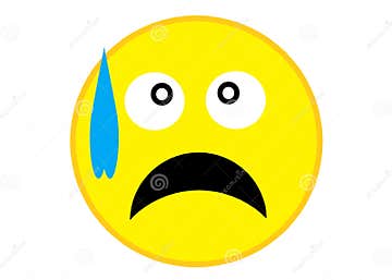 A Yellow Smiley Emoticon Expression with Cold Sweat White Backdrop ...