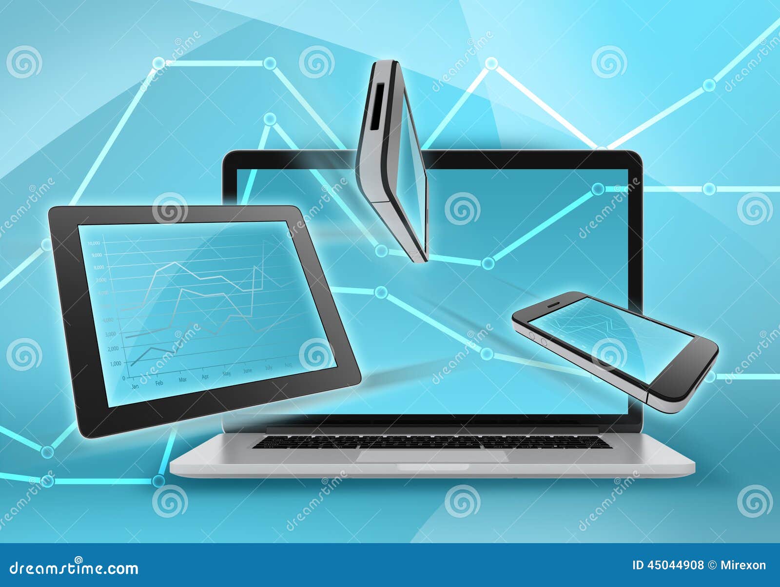 Computer Generated Illustration, Tablet, Phone Stock Illustration ...