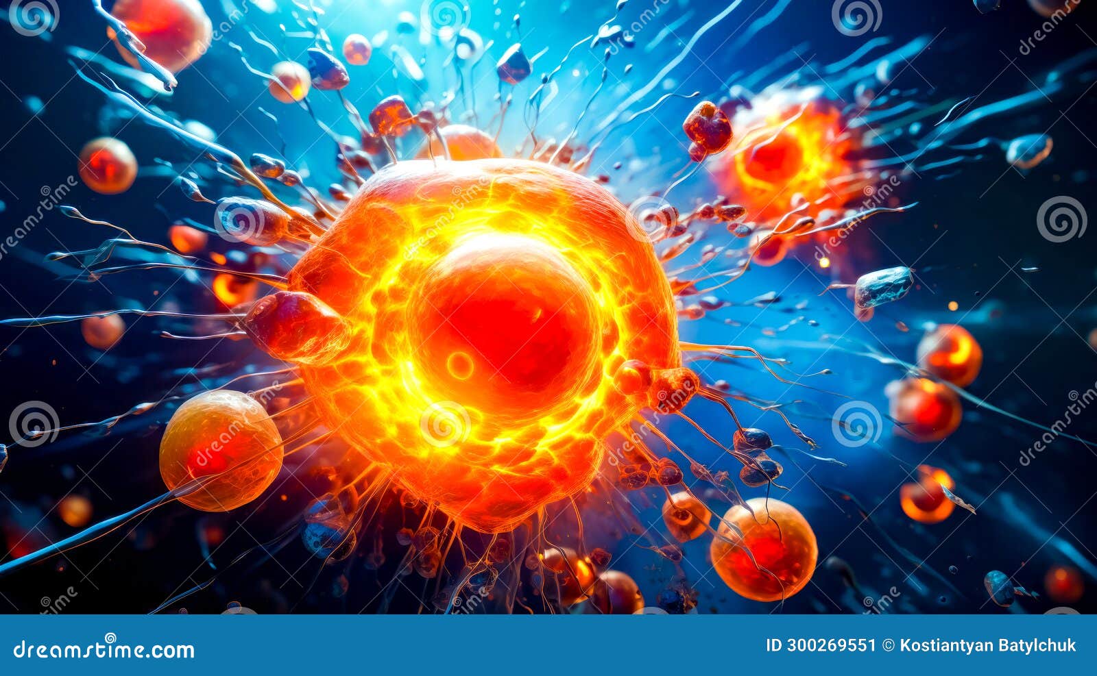 Computer Generated Image of Ball of Fire Surrounded by Smaller Balls of ...