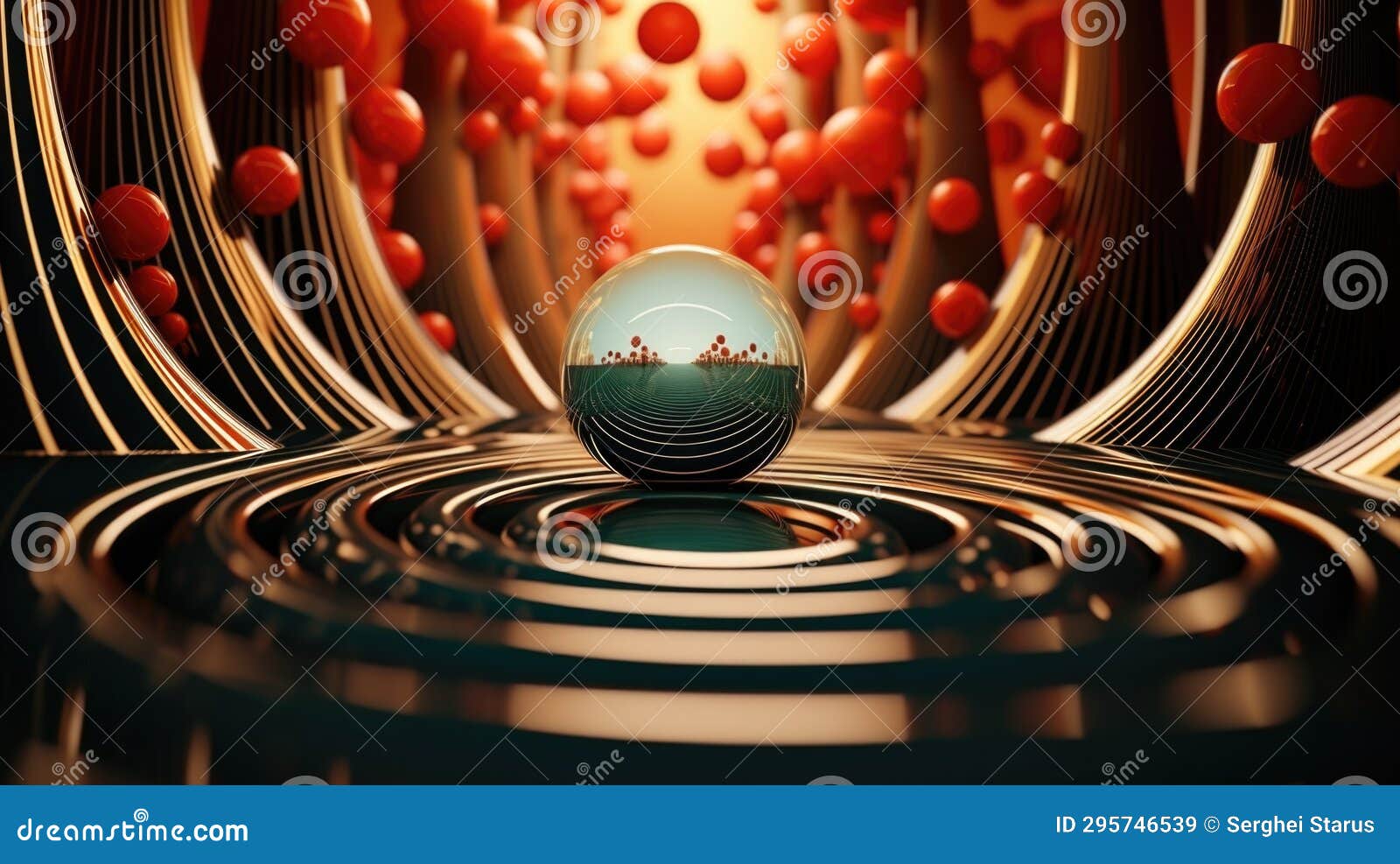 A Computer Generated Image of a Ball in a Pool of Red Balls, AI Stock ...