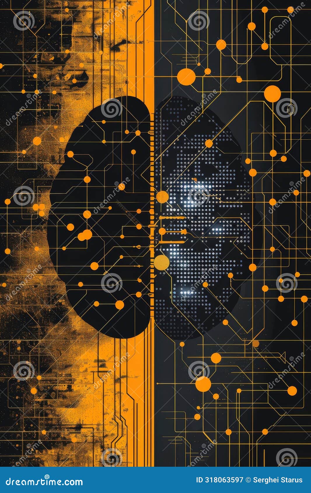A Computer Generated Image of a Brain with Wires and Circuits, AI Stock ...