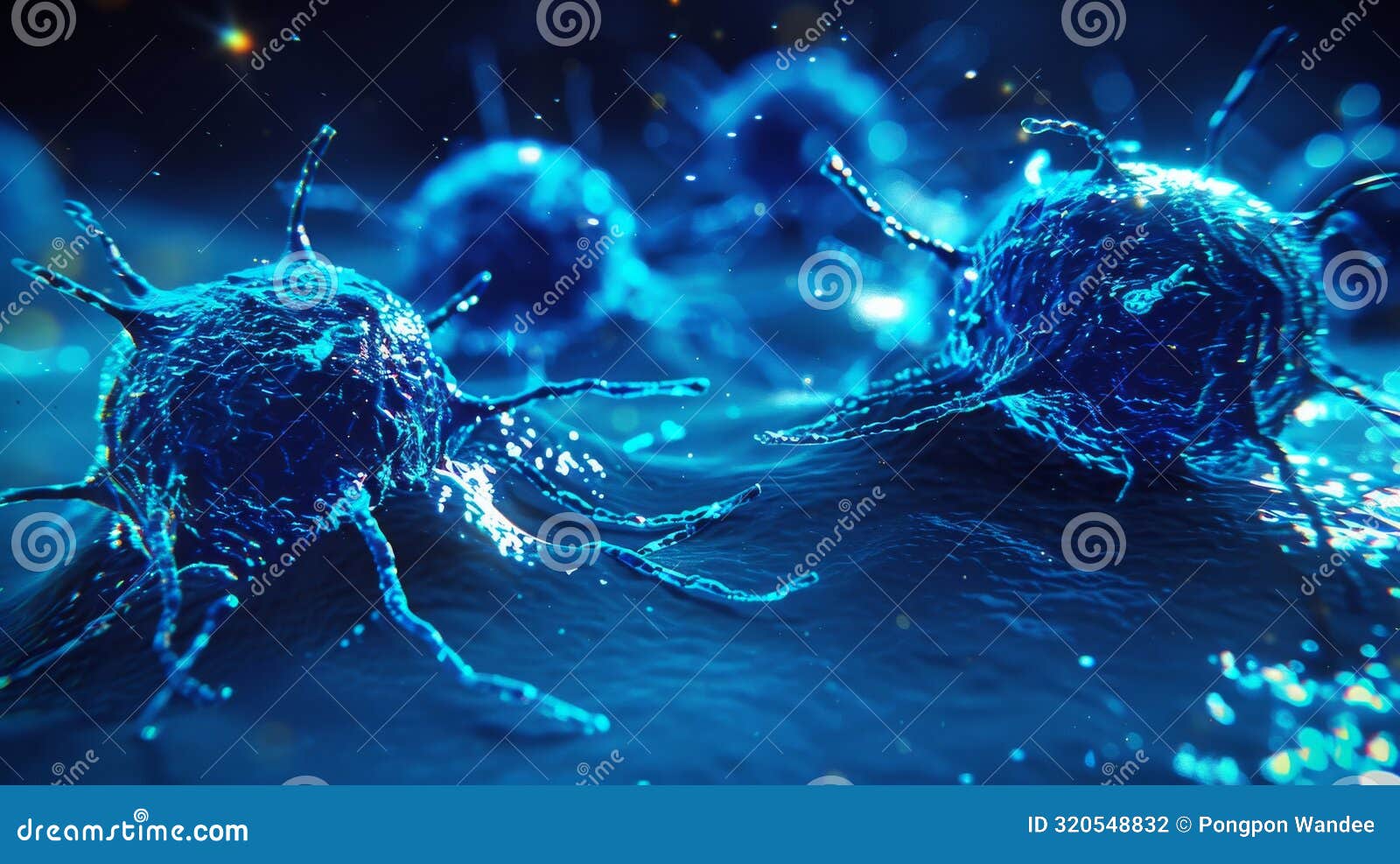 A Computer-generated Image Of A Cluster Of Blue Colored Bacteria Cells ...