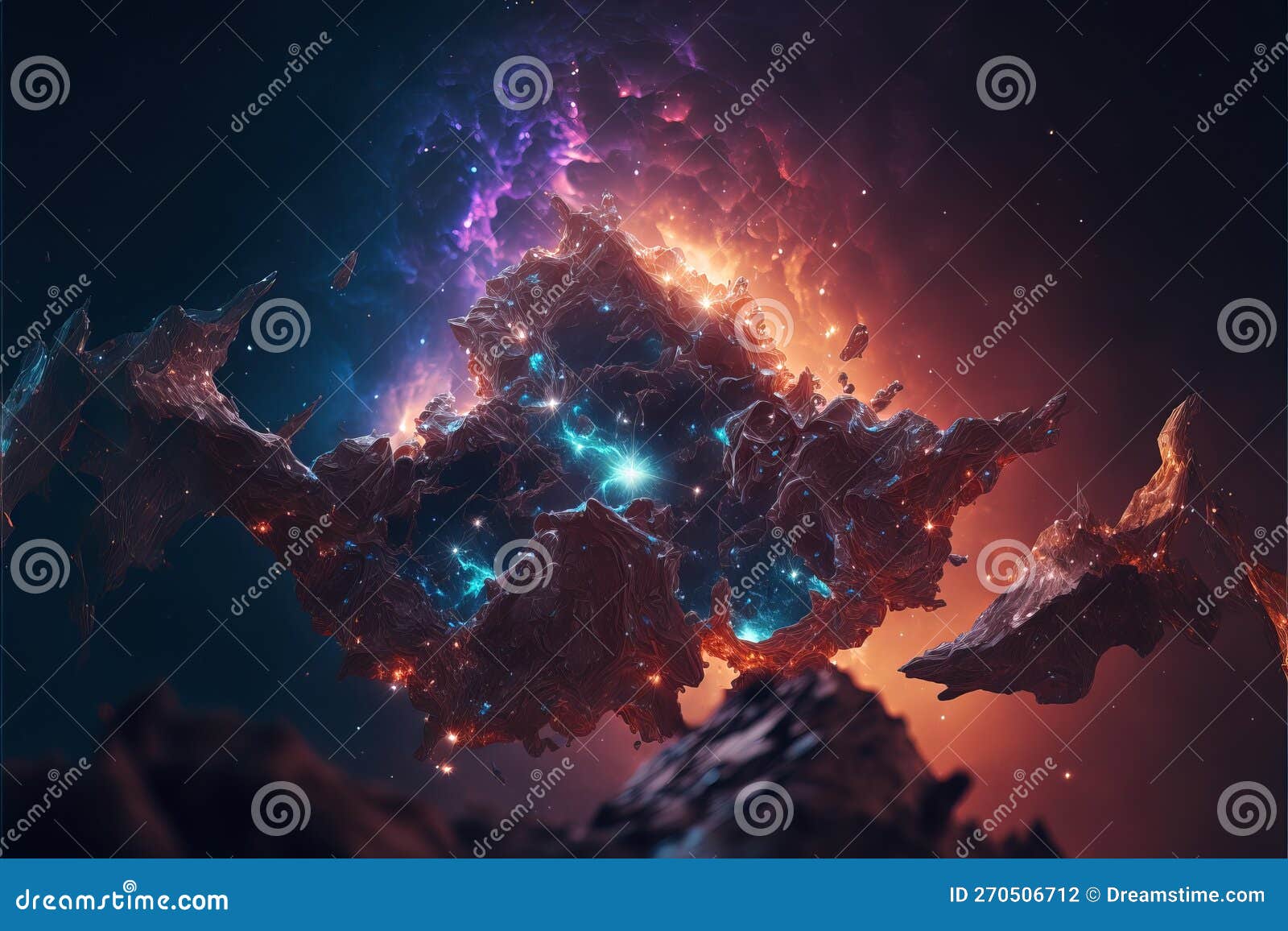 A Computer Generated Image of a Cluster of Stars and Planets in Space ...