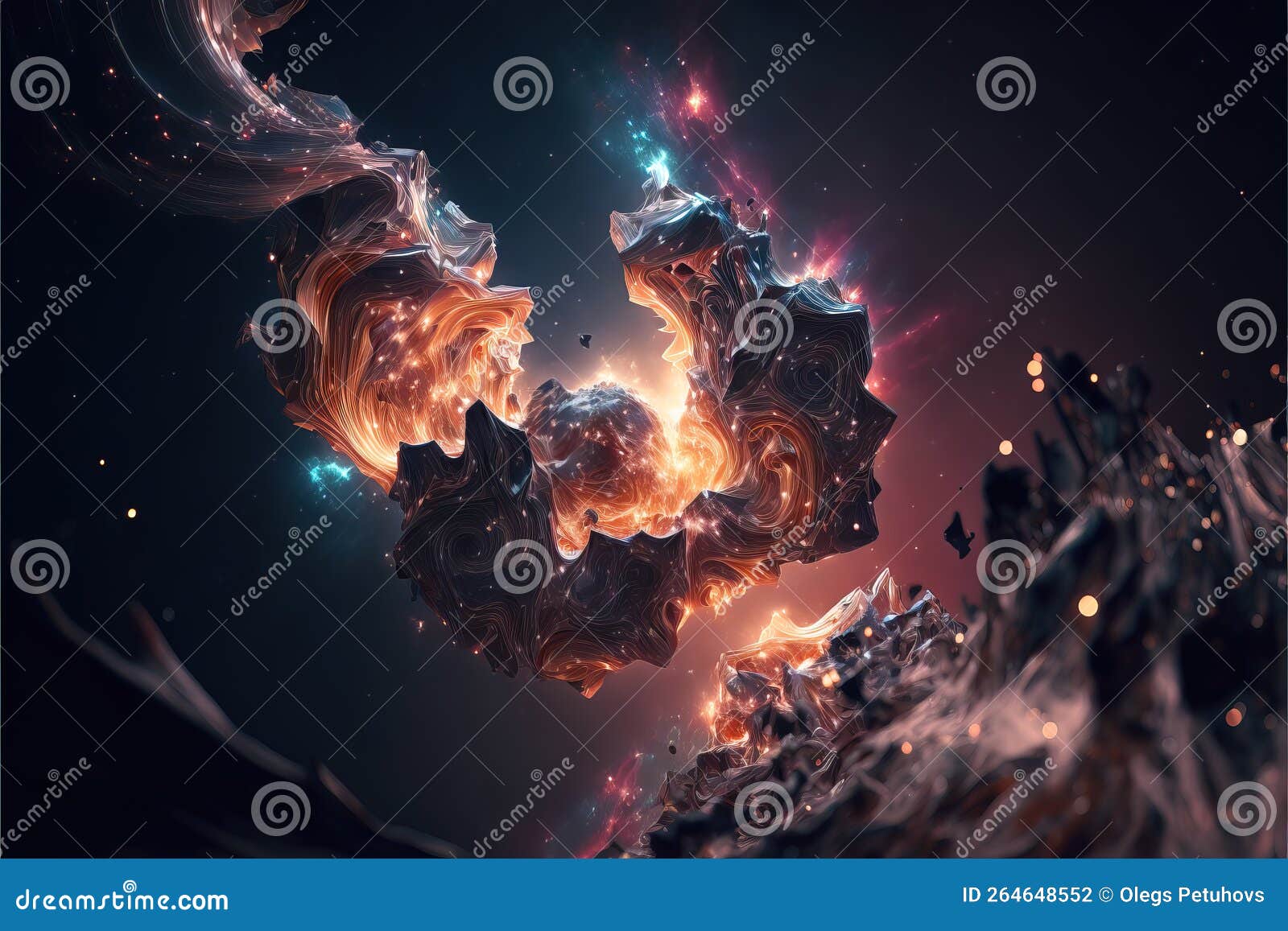 A Computer Generated Image of a Cluster of Stars and a Cluster of Rocks ...